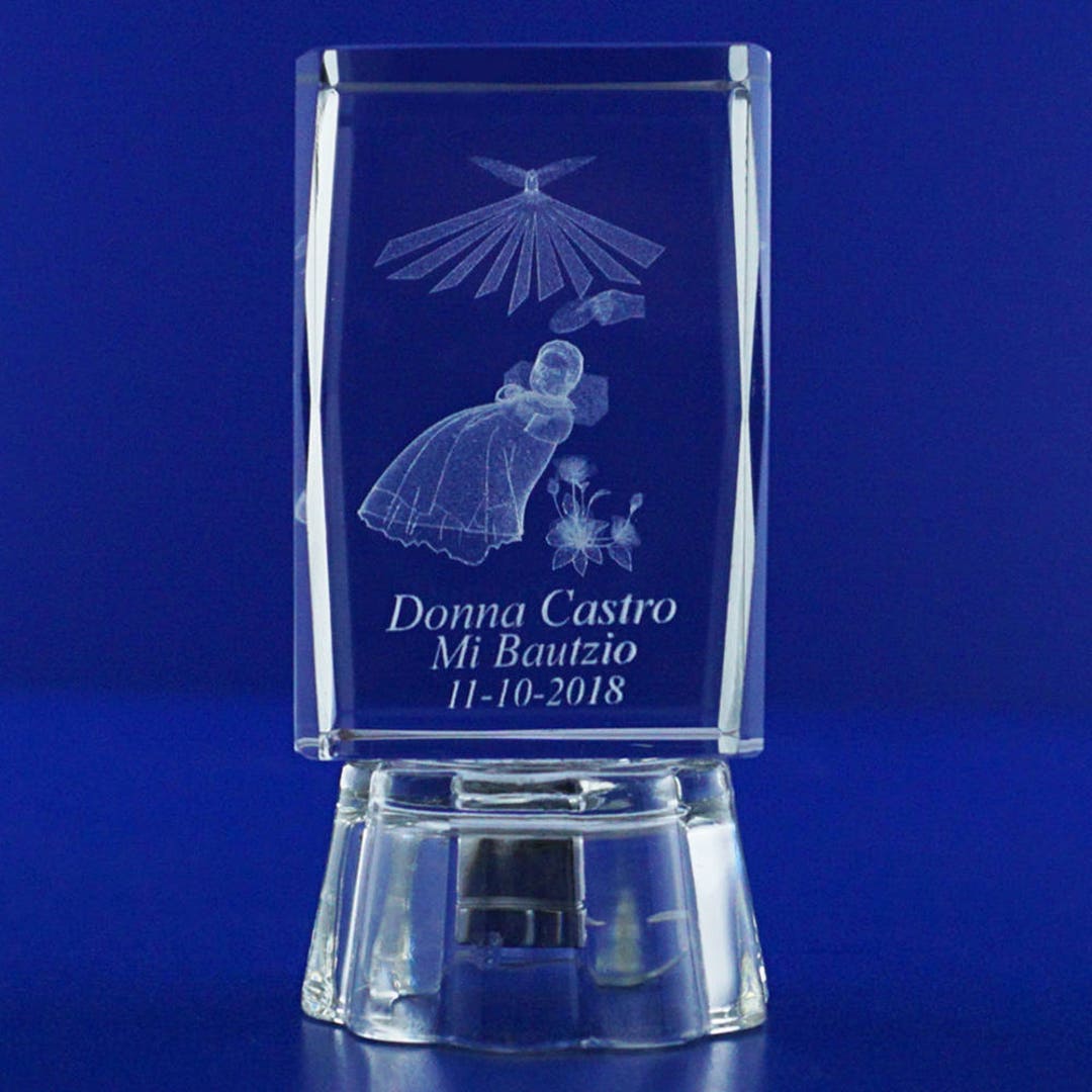 12 Pcs 3D Crystal Cube Baptism Favors With Engraving and Free Organza ...