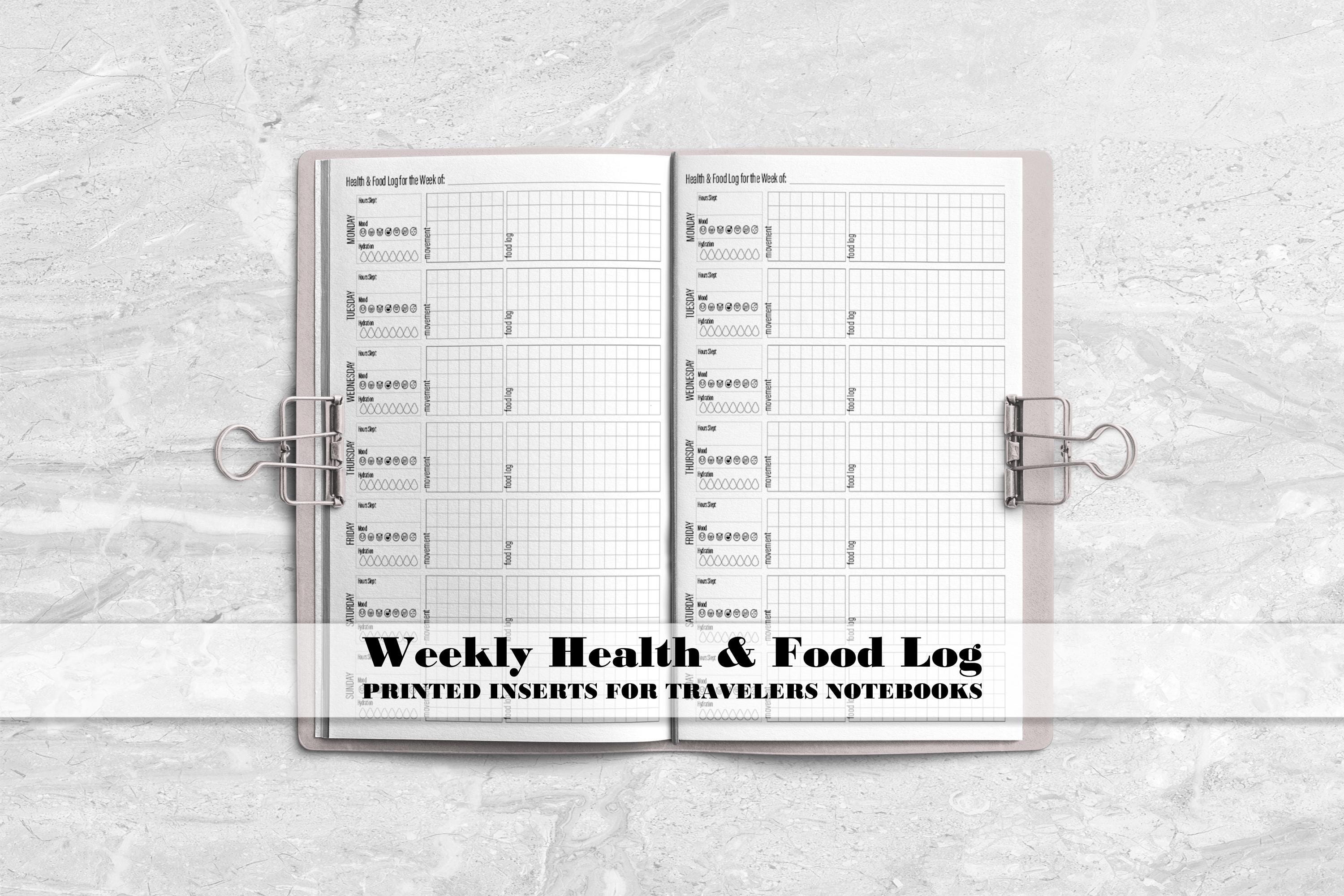 Health & Food Log Insert for Travelers Notebooks - Printed Travelers ...