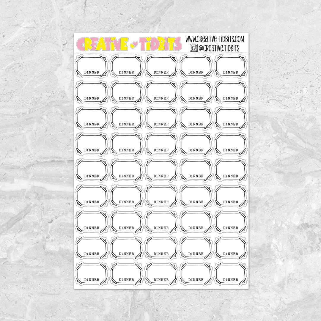 Meal Tracker Dinner Stickers Black & White Stickers - Etsy