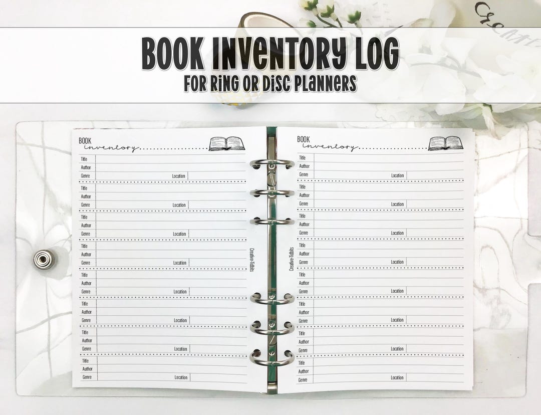 Book Inventory Log Insert for Your Ring or Disc Planner Printed Insert ...