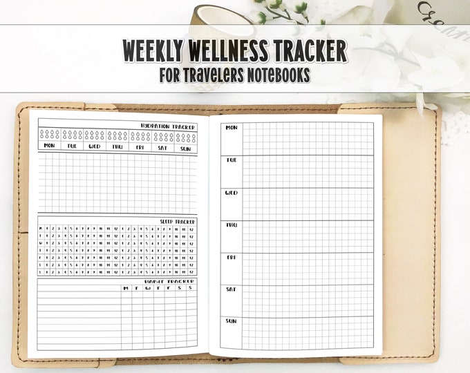 Weekly Food & Fitness Travelers Notebook Insert Printed Travelers ...