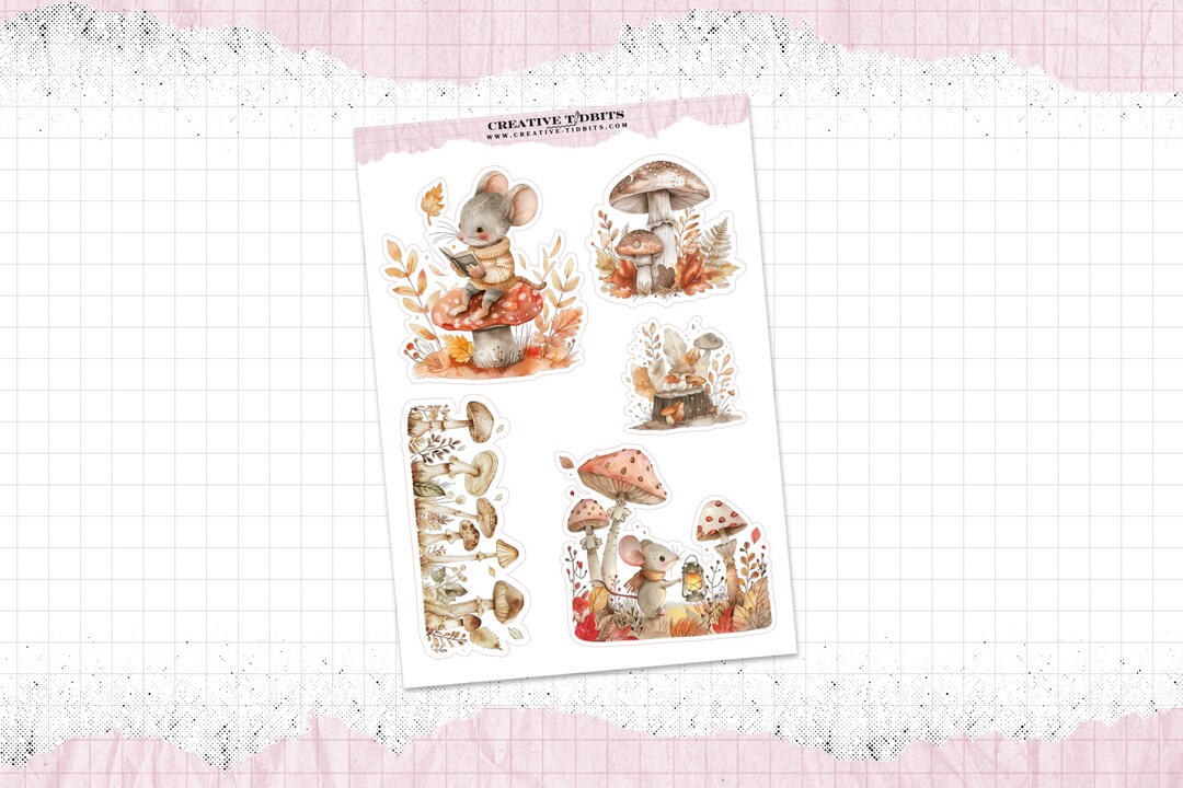 Mushroom Forest Themed Journal and Planner Stickers Printed on Your ...