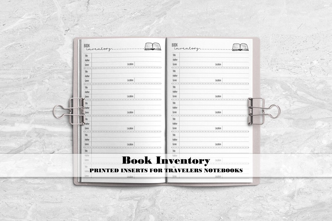 Book Inventory Insert for Travelers Notebook - Printed Travelers ...