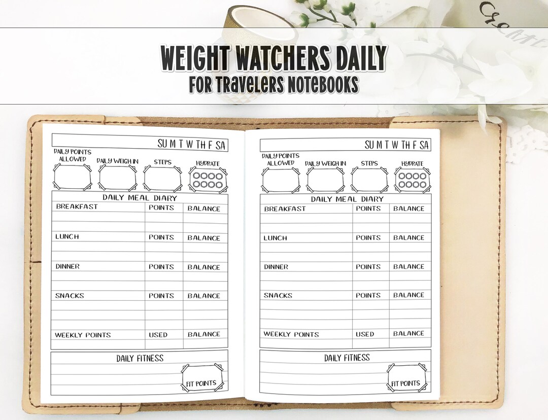 Weight Watchers Daily Food Diary for Travelers Notebook - Etsy Portugal