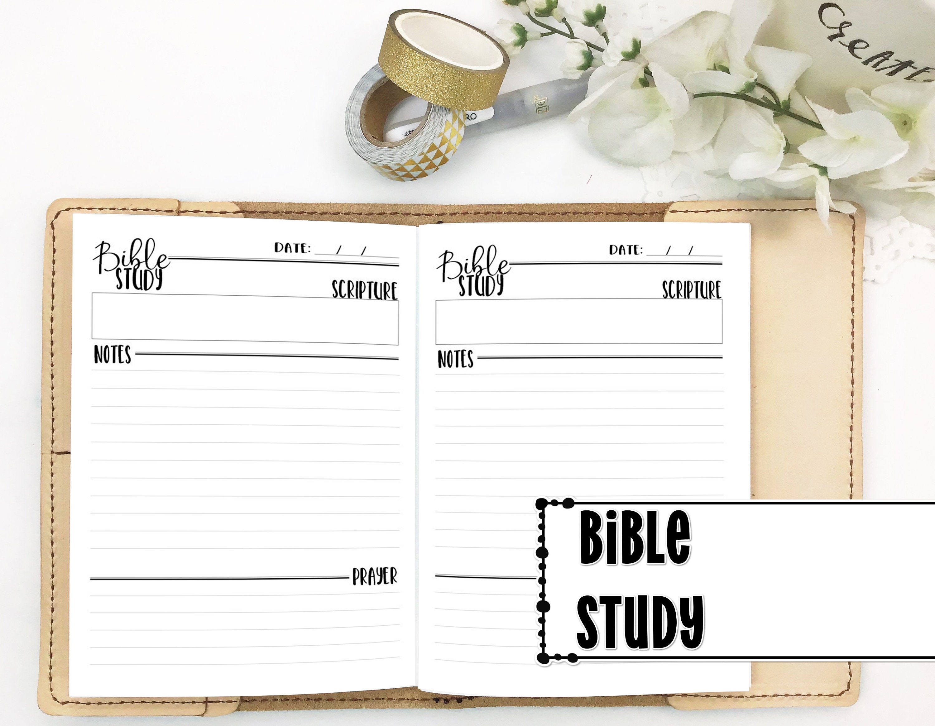 Paper & Party Supplies Printed Travelers Notebook Insert Bible Study ...