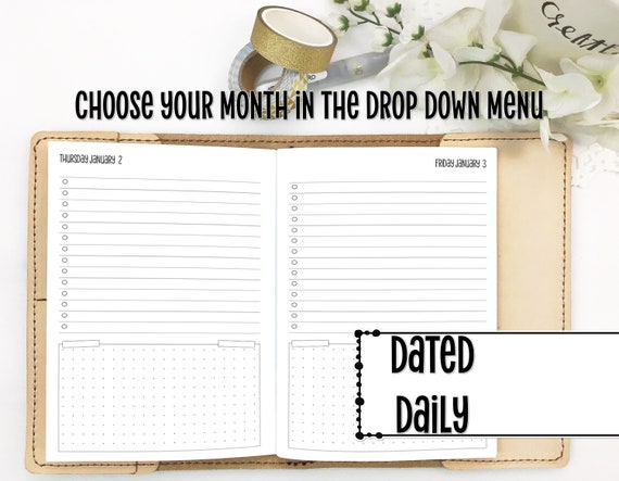 Dated Day on 1 Page Planner Insert Printed Planner Insert | Etsy