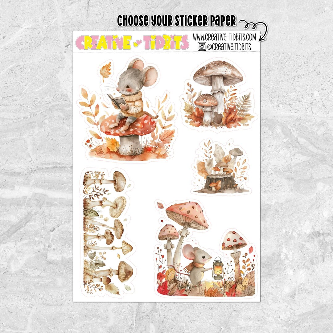 Mushroom Forest Themed Journal and Planner Stickers Printed on Your ...