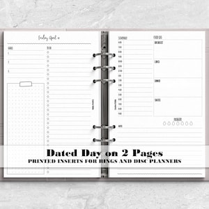 Dated Daily Planner Insert - Day on 2 Page Insert - Printed Planner ...
