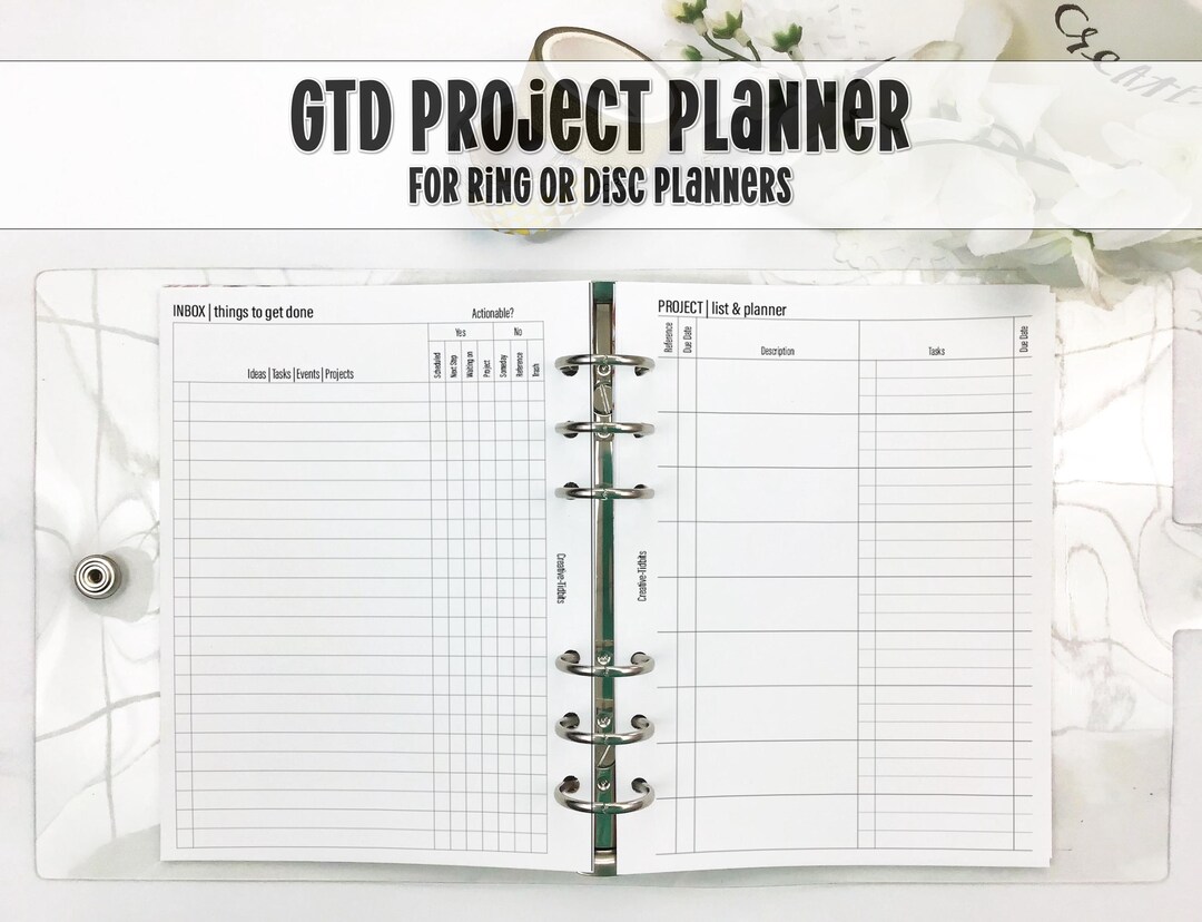 Get Things Done Project Planner to Do Inbox Brainstorming Printed ...