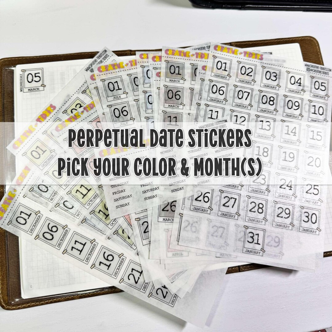 Perpetual Date Stickers for Journals and Planners Printed on Washi ...