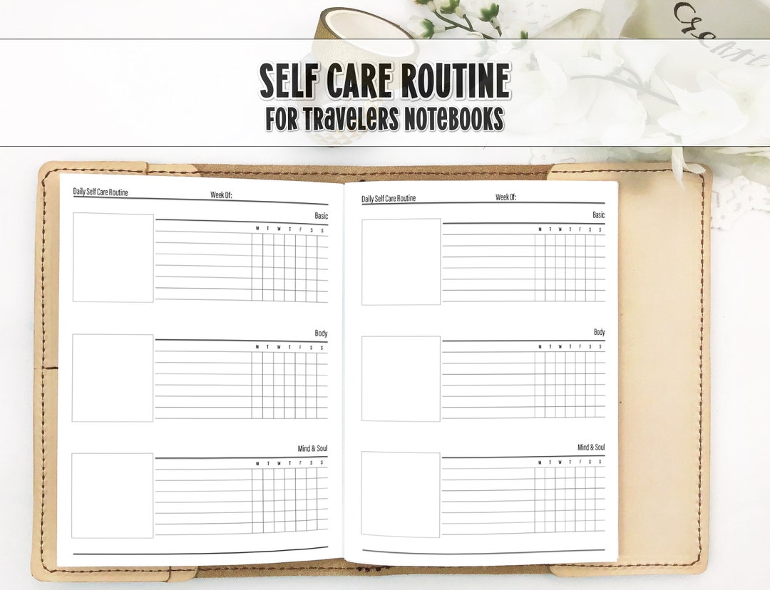 Self Care Daily Routine Tracker Printed Travelers Notebook Insert - Etsy