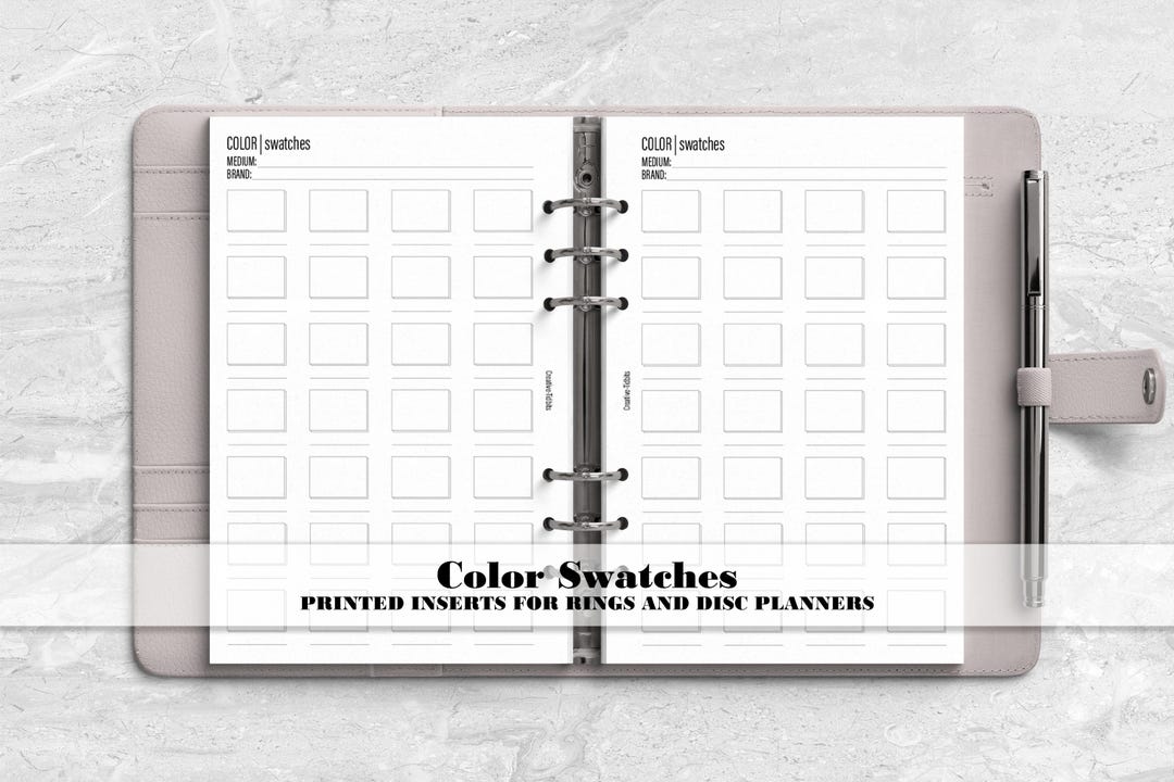 Color Swatch Insert for Ring or Disc Bound Planners - Printed Planner ...