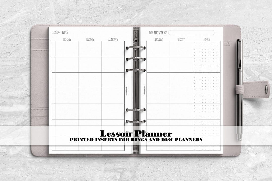 Lesson Planner Insert for Ring or Disc Bound Planners - Printed Planner ...