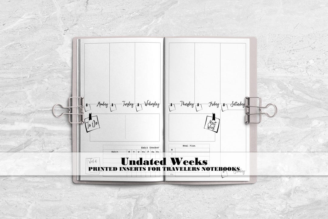 Week on 2 Pages Traveler's Notebook Insert - WO2P TN Insert - Traveler ...