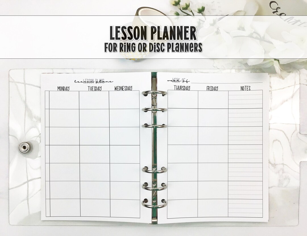 Lesson Planner Insert for Ring or Disc Bound Planners - Printed Planner ...