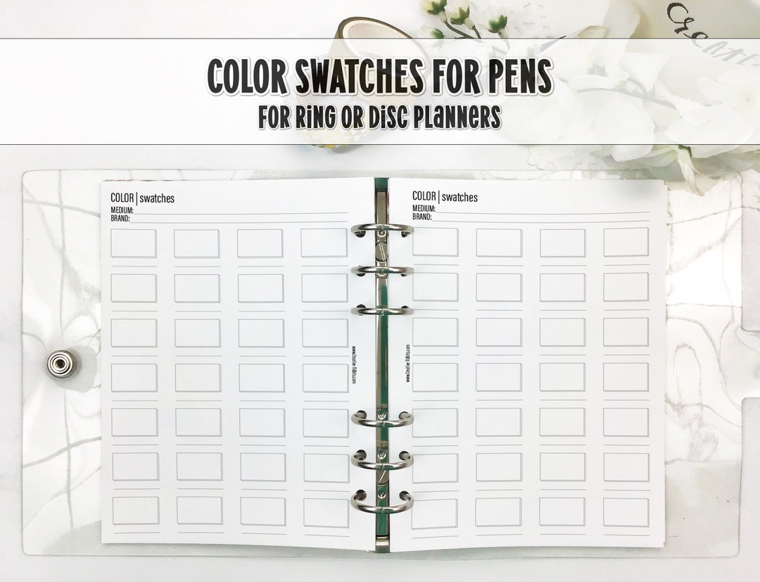 Color Swatch Insert for Ring or Disc Bound Planners Printed Planner ...