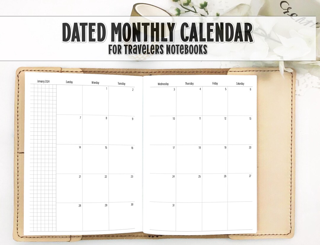 Dated Monthly Calendar With Tracker for Travelers Notebook - Dated TN ...