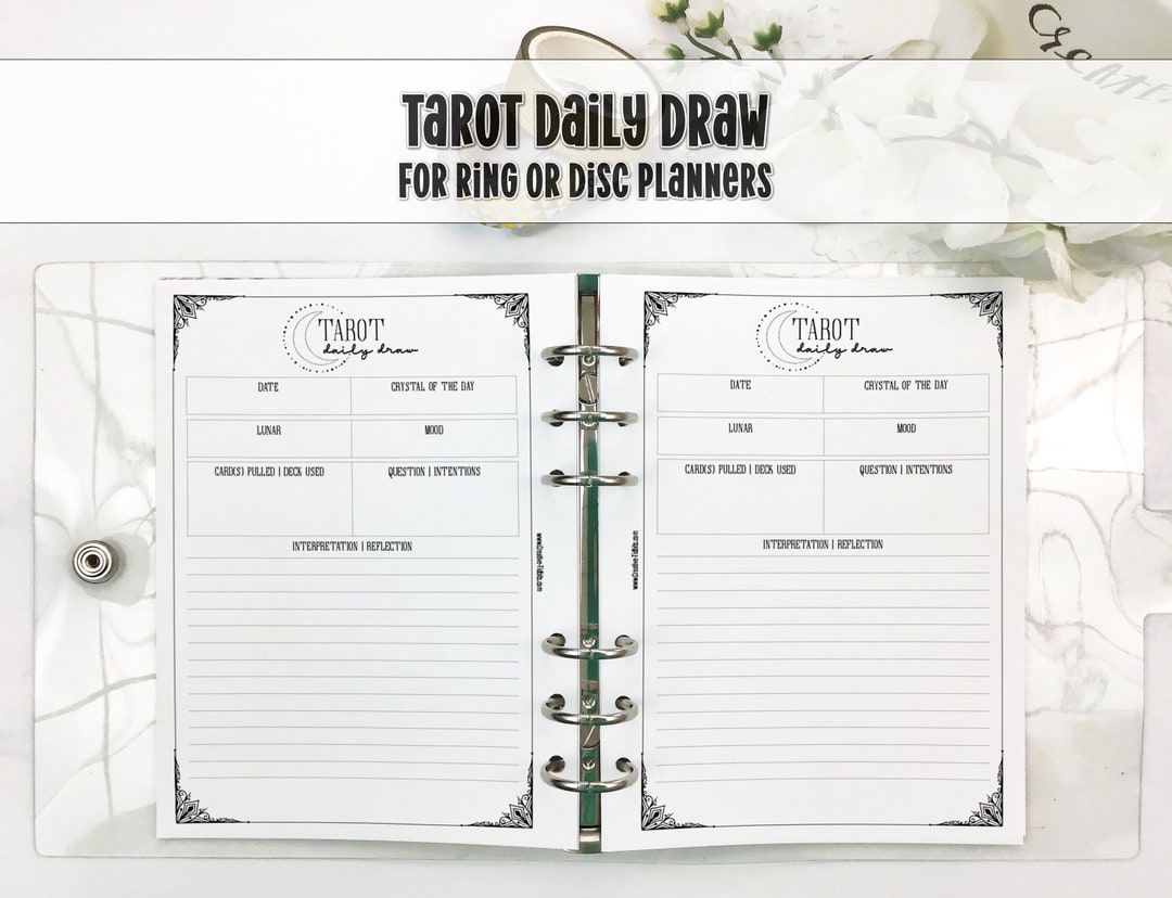 Tarot Daily Draw Journal for Ring and Disc Bound Planners Printed ...