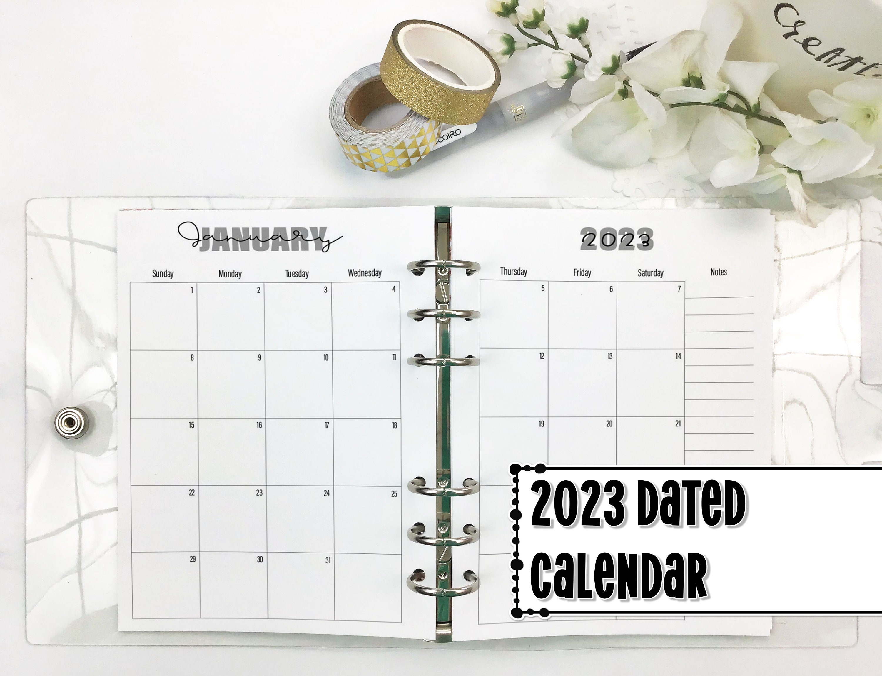 Dated Monthly Calendar for Ring or Disc Bound Planner Dated - Etsy