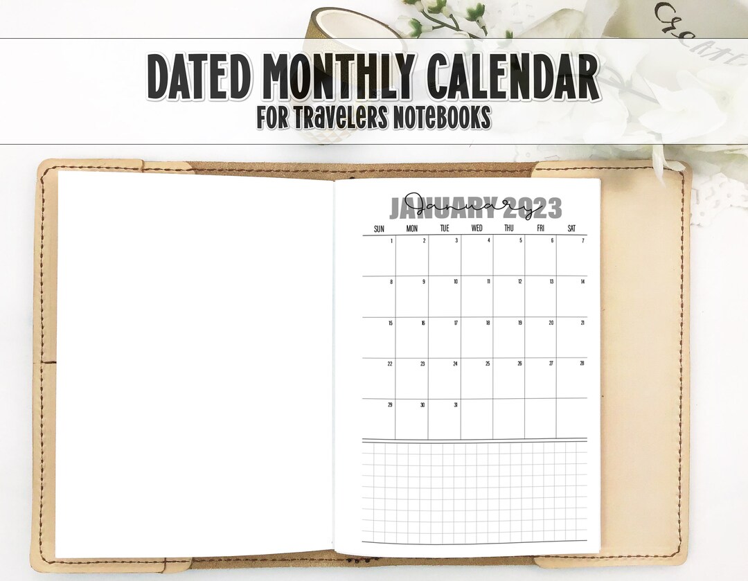 Dated Monthly Calendar for Travelers Notebook Dated Month on 1 Page DM ...