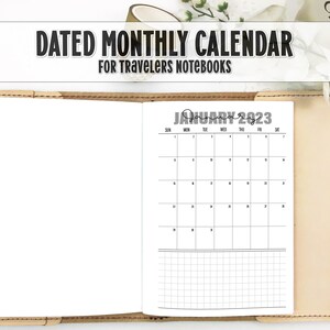 Dated Monthly Calendar for Travelers Notebook Dated Month on 1 Page DM ...