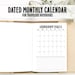 Dated Monthly Calendar for Travelers Notebook Dated Month on - Etsy