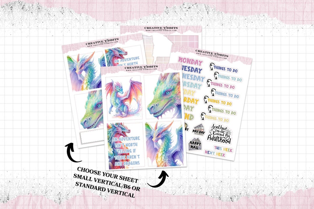 Dragon Vertical Planner Sticker Kit - Decorative Planner Sticker Sheet ...