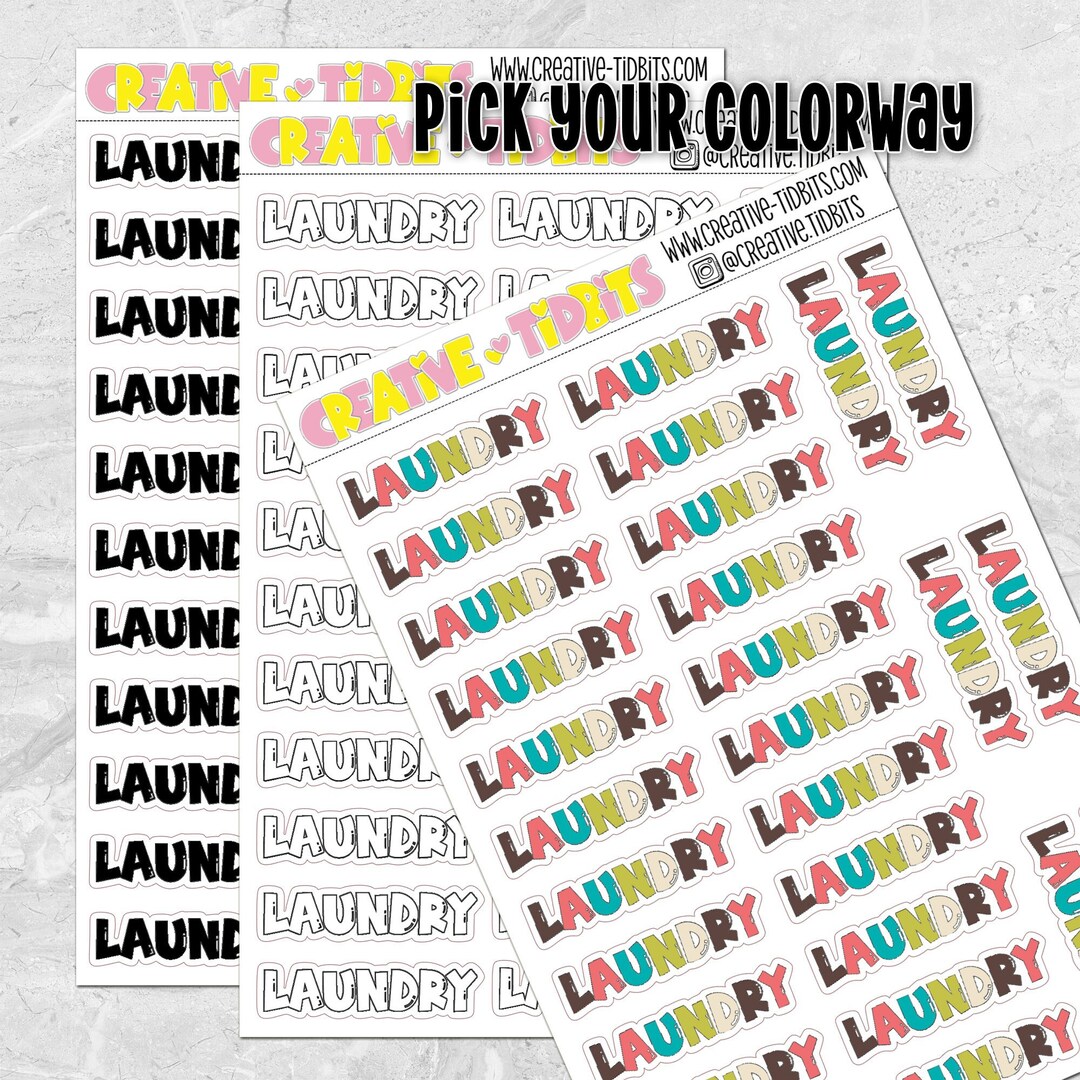 Laundry Script Planner Stickers - Kiss Cut Planner Stickers ...