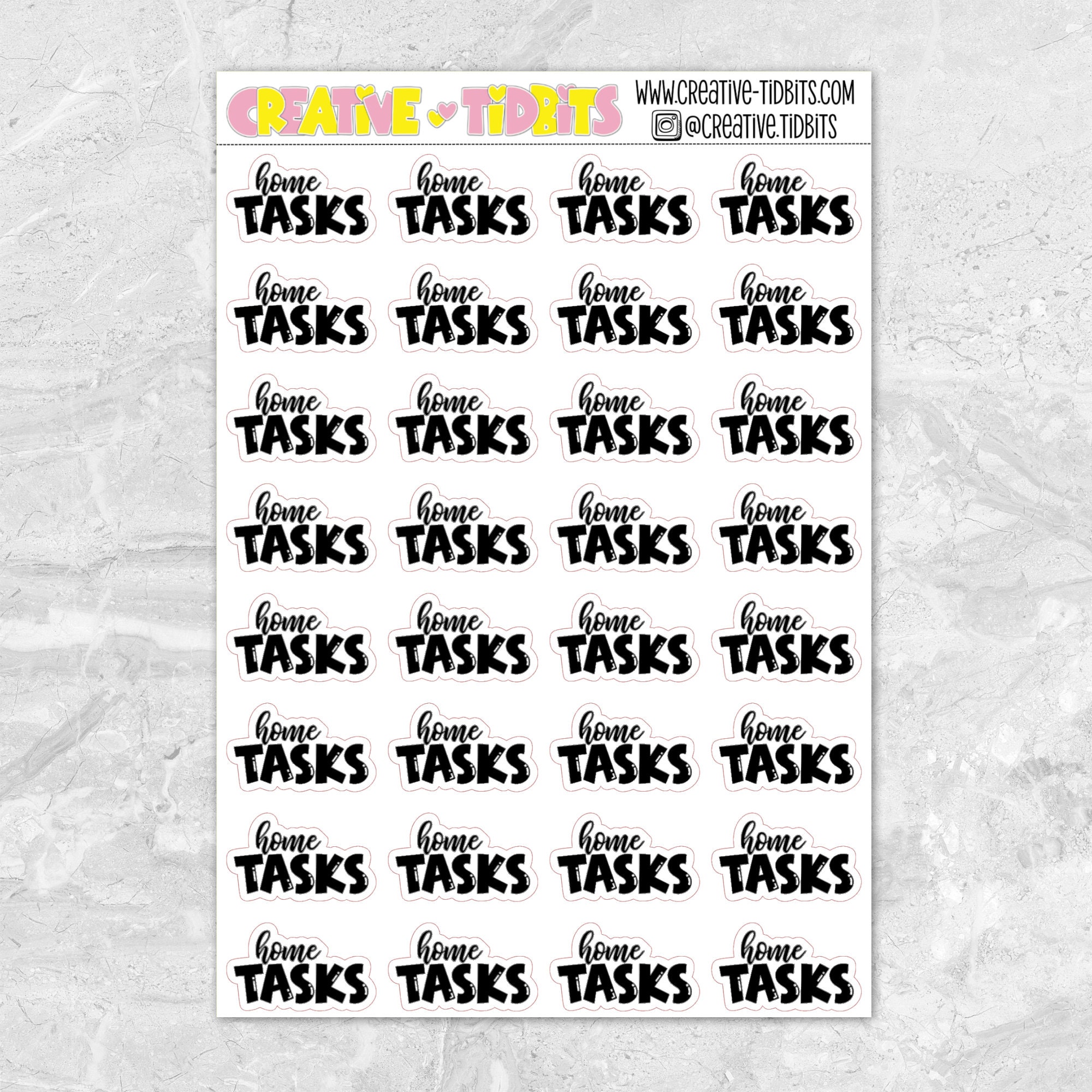 Home Tasks Bubble Script Planner Stickers Kiss Cut Planner - Etsy