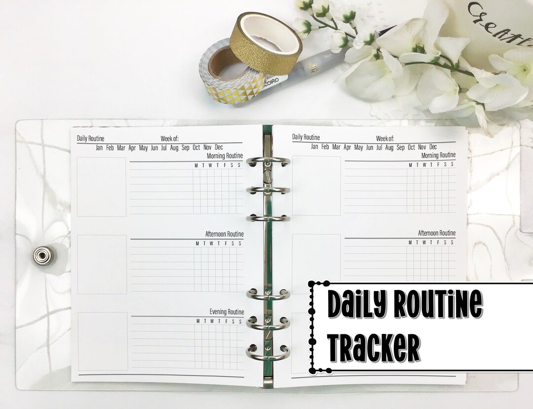 Daily Routine Tracking Insert for Ring Bound Planner Printed - Etsy