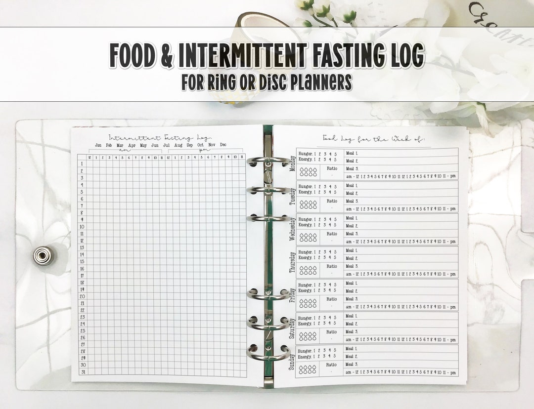 Intermittent Fasting Log With Food and Workout Log Printed Insert for ...