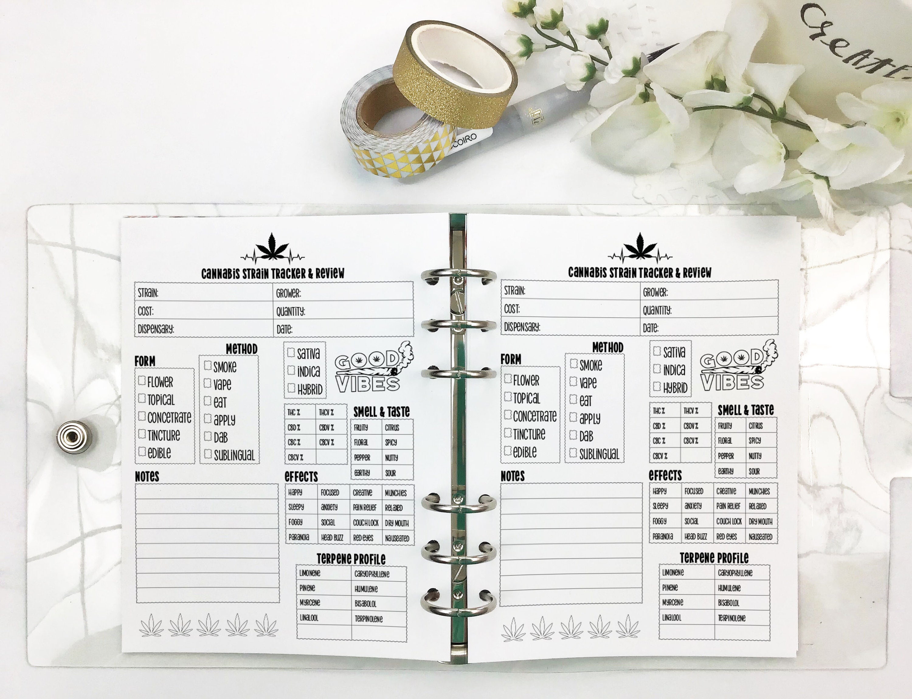 Cannabis Strain Tracker With Expense Log Ring Bound Planner - Etsy