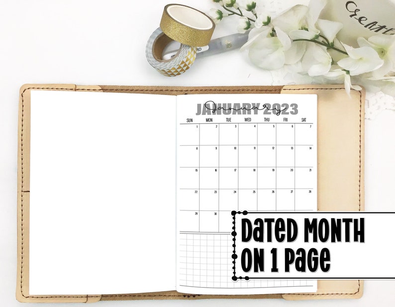 Dated Monthly Calendar for Travelers Notebook Dated Month on - Etsy