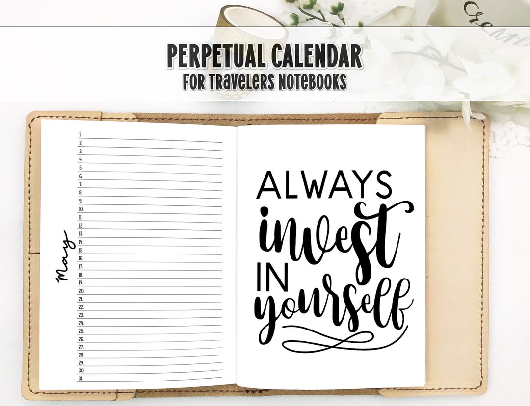Perpetual Calendar for Your Traveler's Notebook Printed Travelers ...