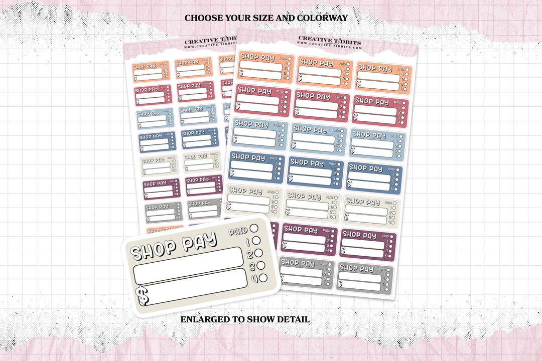 Shop Pay Payment Tracker Sticker Sheet - Peel and Use Sticker Sheet - Etsy