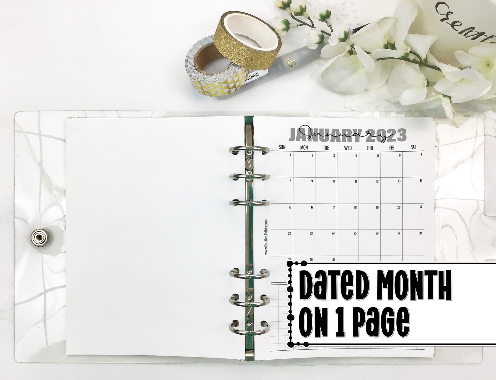 Dated Monthly Calendar for Ring or Disc Bound Planner Dated - Etsy