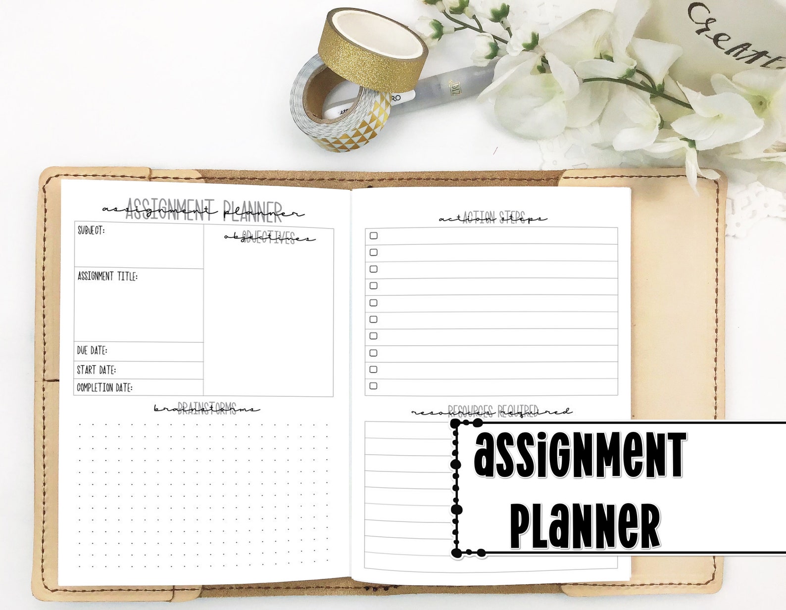 Assignment Planner Insert for Travelers Notebooks Printed | Etsy