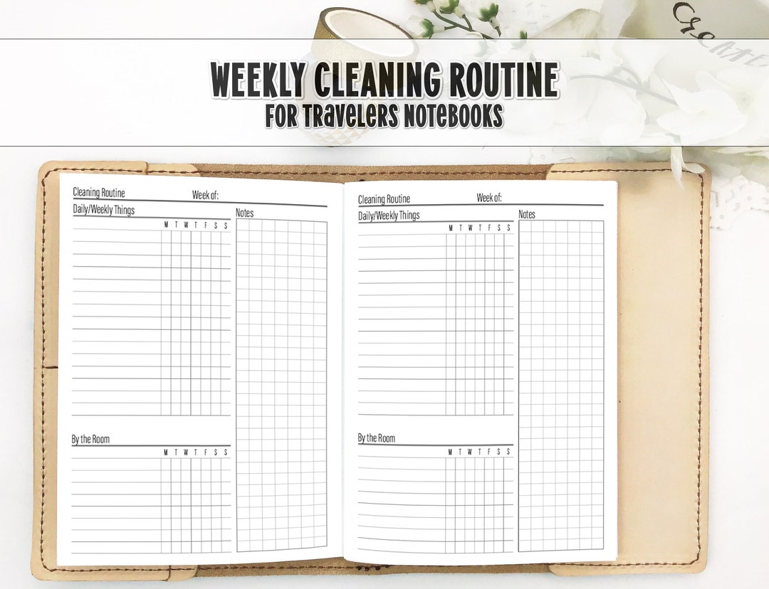 Weekly Cleaning Tracker for Travelers Notebook Covers Printed Planner ...