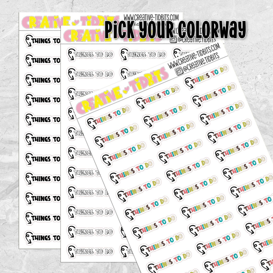 Things to Do Bubble Script Planner Stickers Kiss Cut Planner Stickers ...