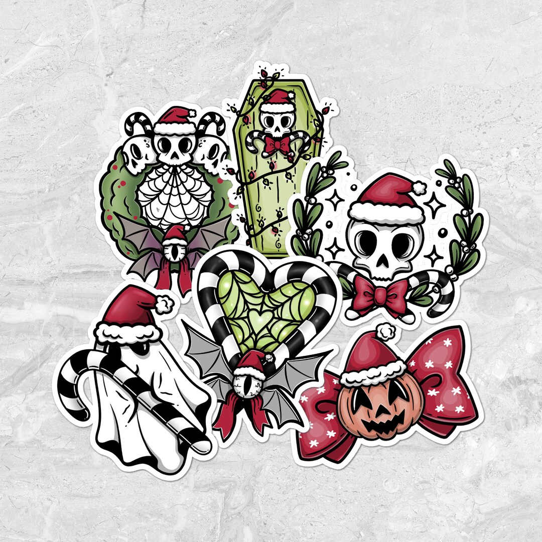 Spooky Christmas Goth Christmas Flake Sticker Pack Sticker Bomb Sticker ...
