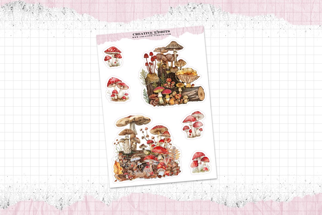 Mushroom Forest Themed Journal and Planner Stickers Printed on Your ...