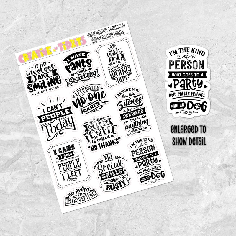 Typography Stickers - Etsy