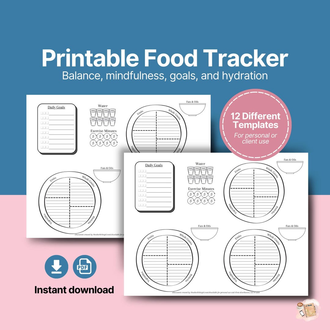 Food Tracker Printable Meal Journal Digital Download Wellness Food ...