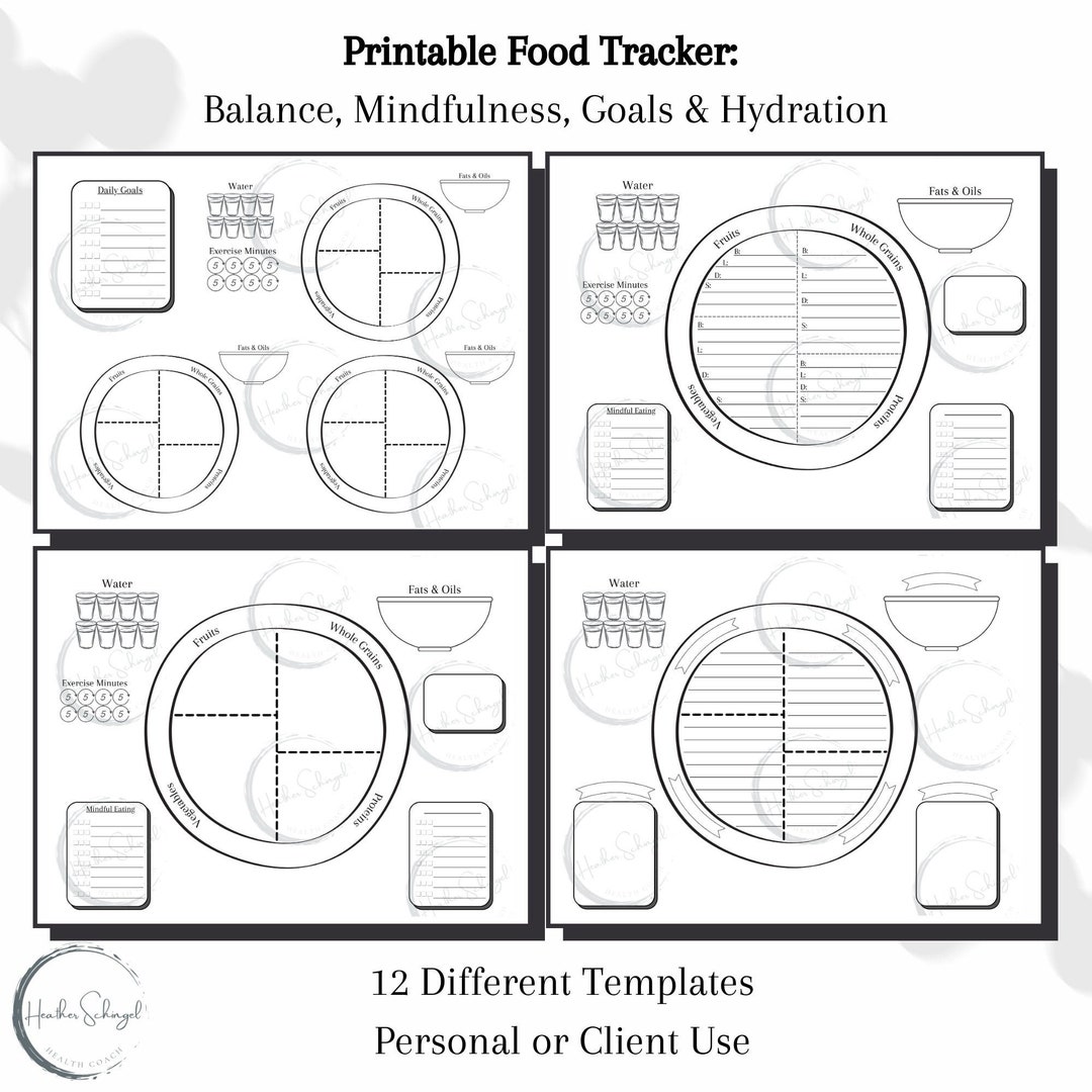 Food Tracker Journal Printable Mindful Eating Hydration - Etsy