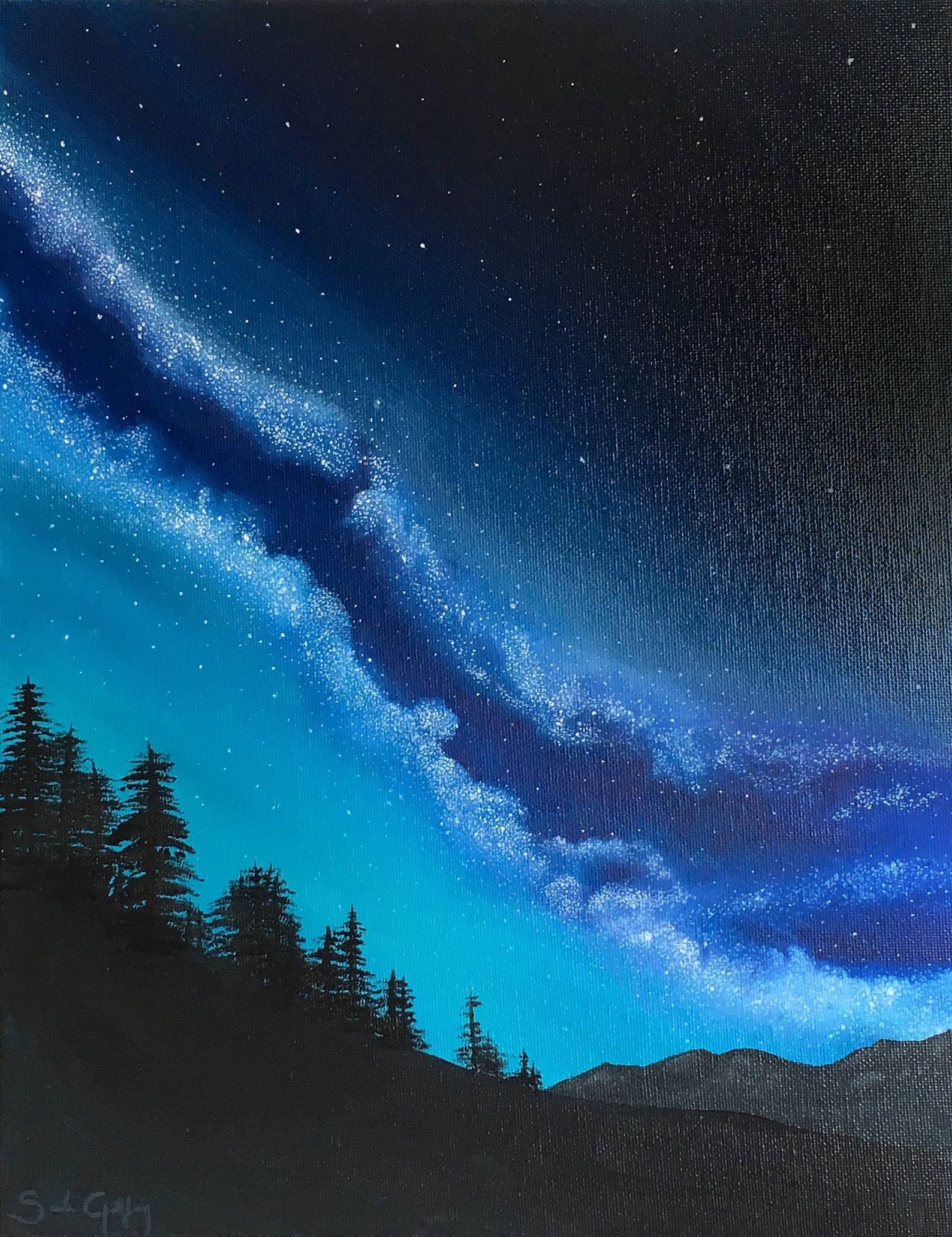 Arte de la Vía Láctea Pintura Espacial Pintura Del Cielo - Etsy España