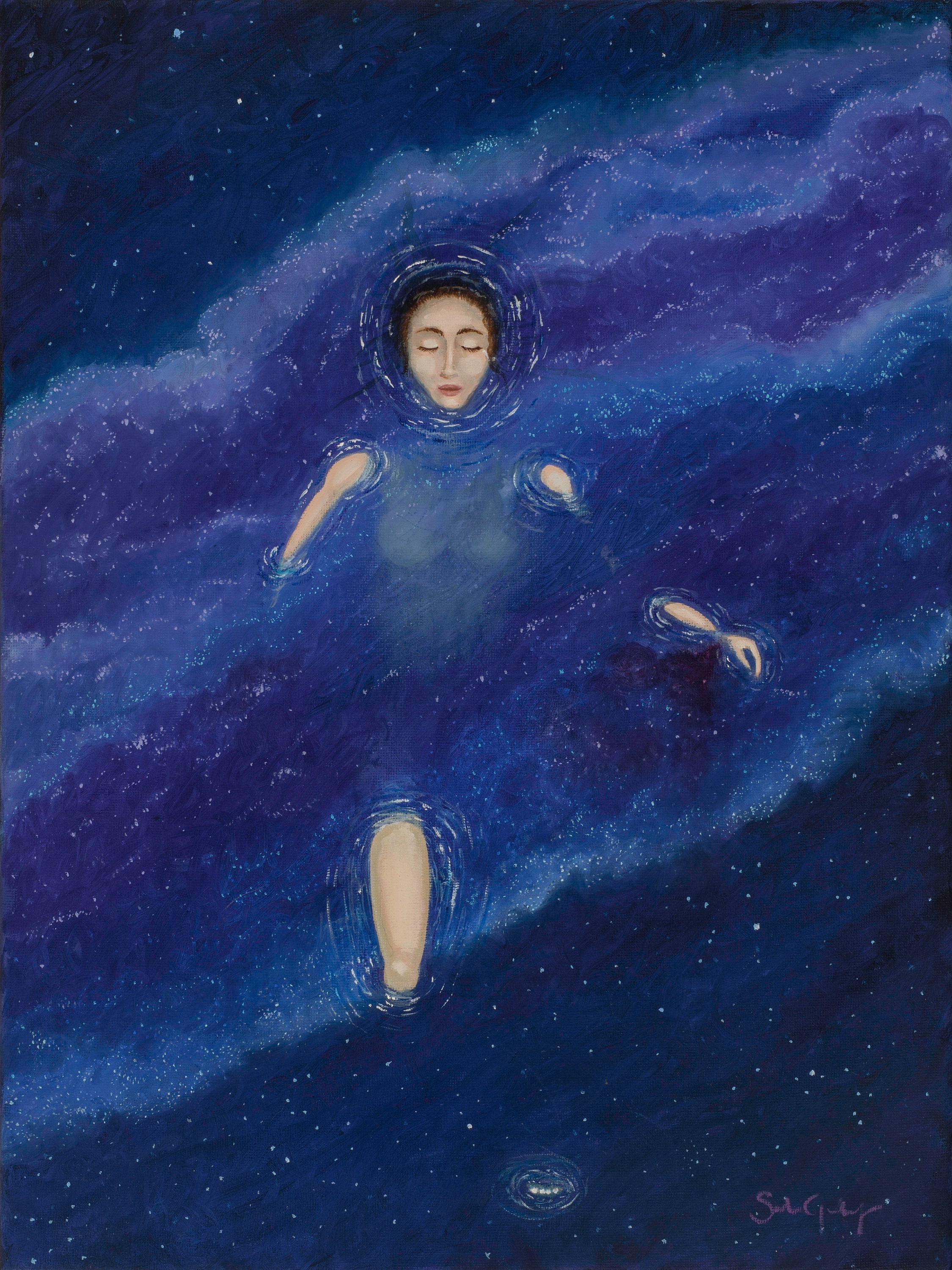 Girl Floating In Water Art