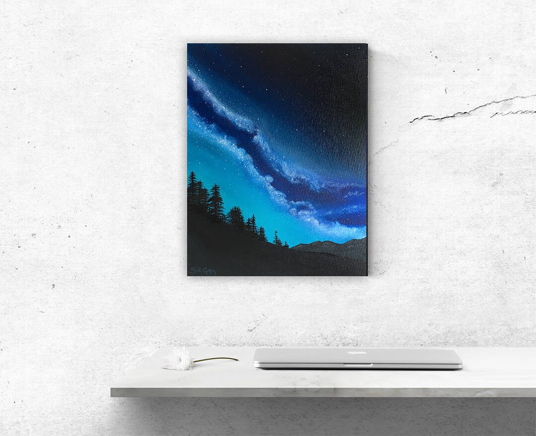 Arte de la Vía Láctea Pintura Espacial Pintura Del Cielo - Etsy España