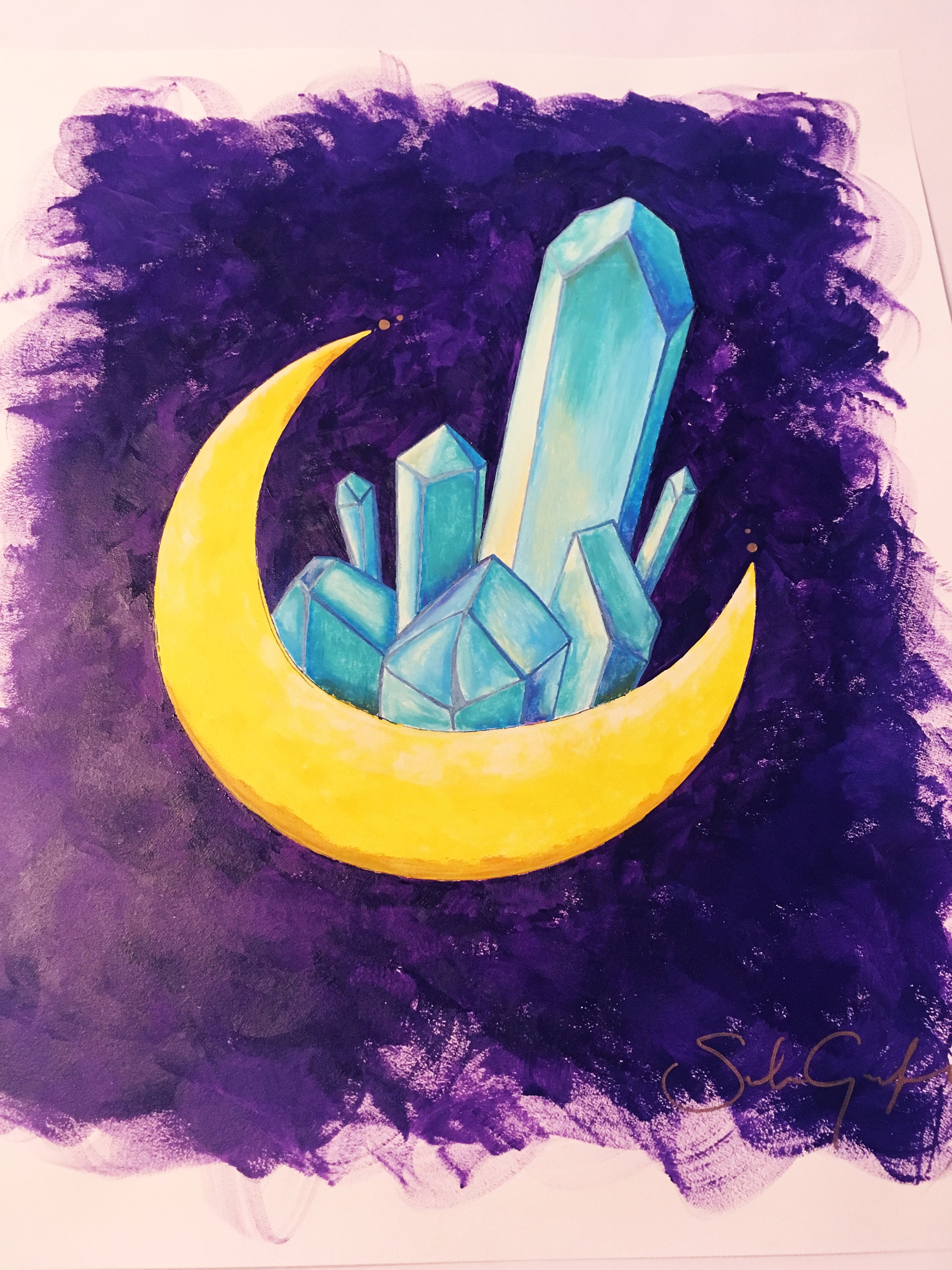 Aquamarine, Gem, Crystal Art, Natural Stone, Whimsical Gem Art, Blue ...