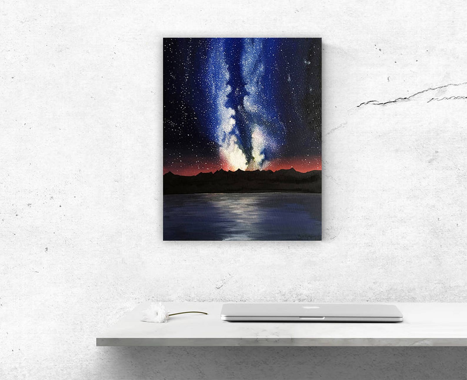 Milky Way Galaxy Art Space Stars Night Sky Painting Home - Etsy