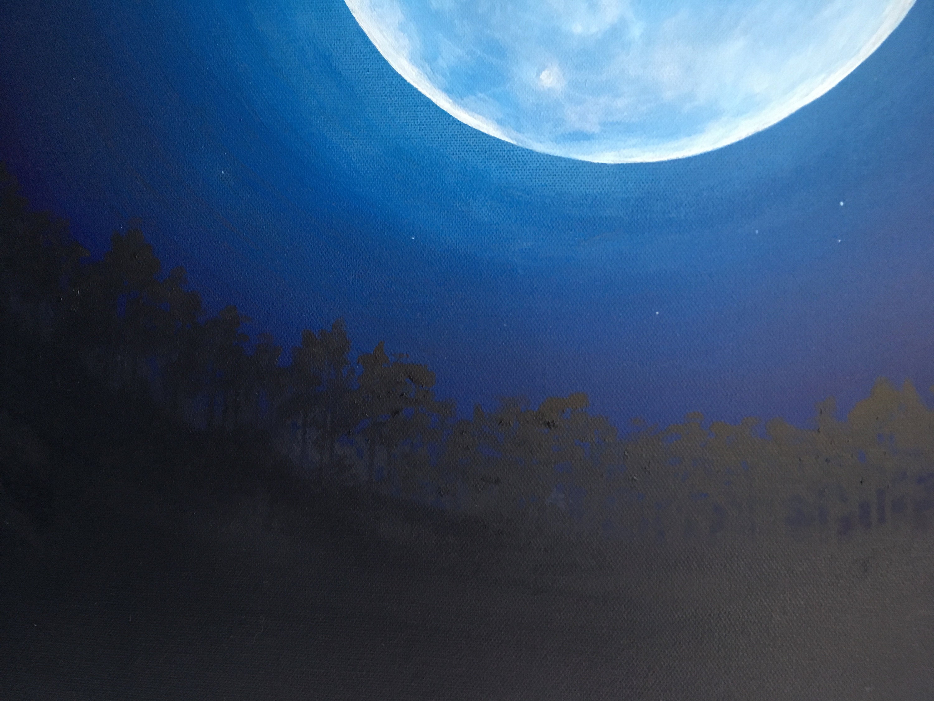 Blue Moon Painting, Celestial Art, Glowing Moon Wall Art, Bright Moon ... Blue Moon Painting, Celestial Art, Glowing Moon Wall Art, Bright Moon ...